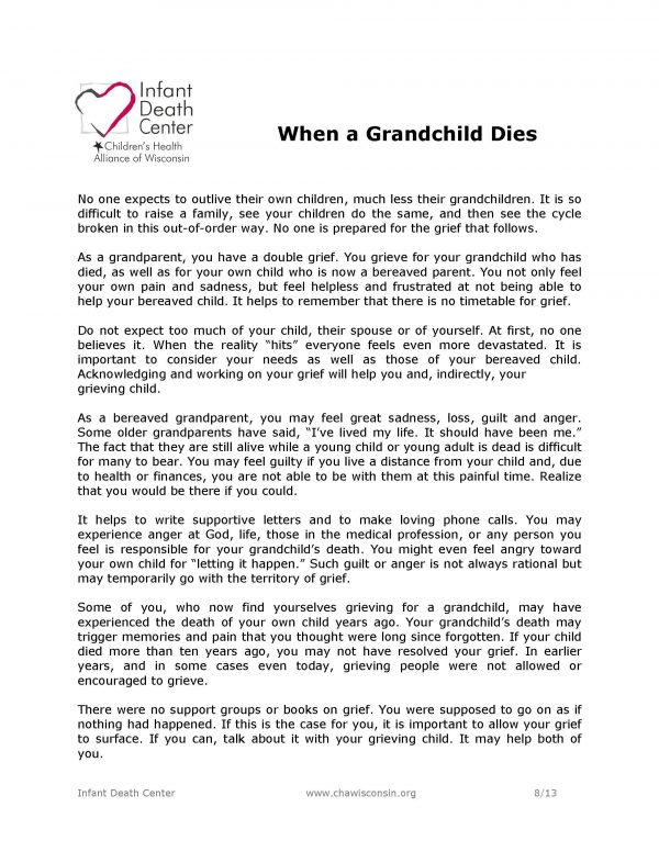 When a Grandchild Dies - Children's Health Alliance of Wisconsin