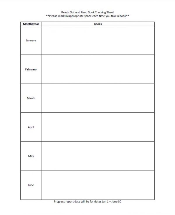 Reach Out and Read Book Tracking Sheet #3 (Monthly Tracking) - Children ...
